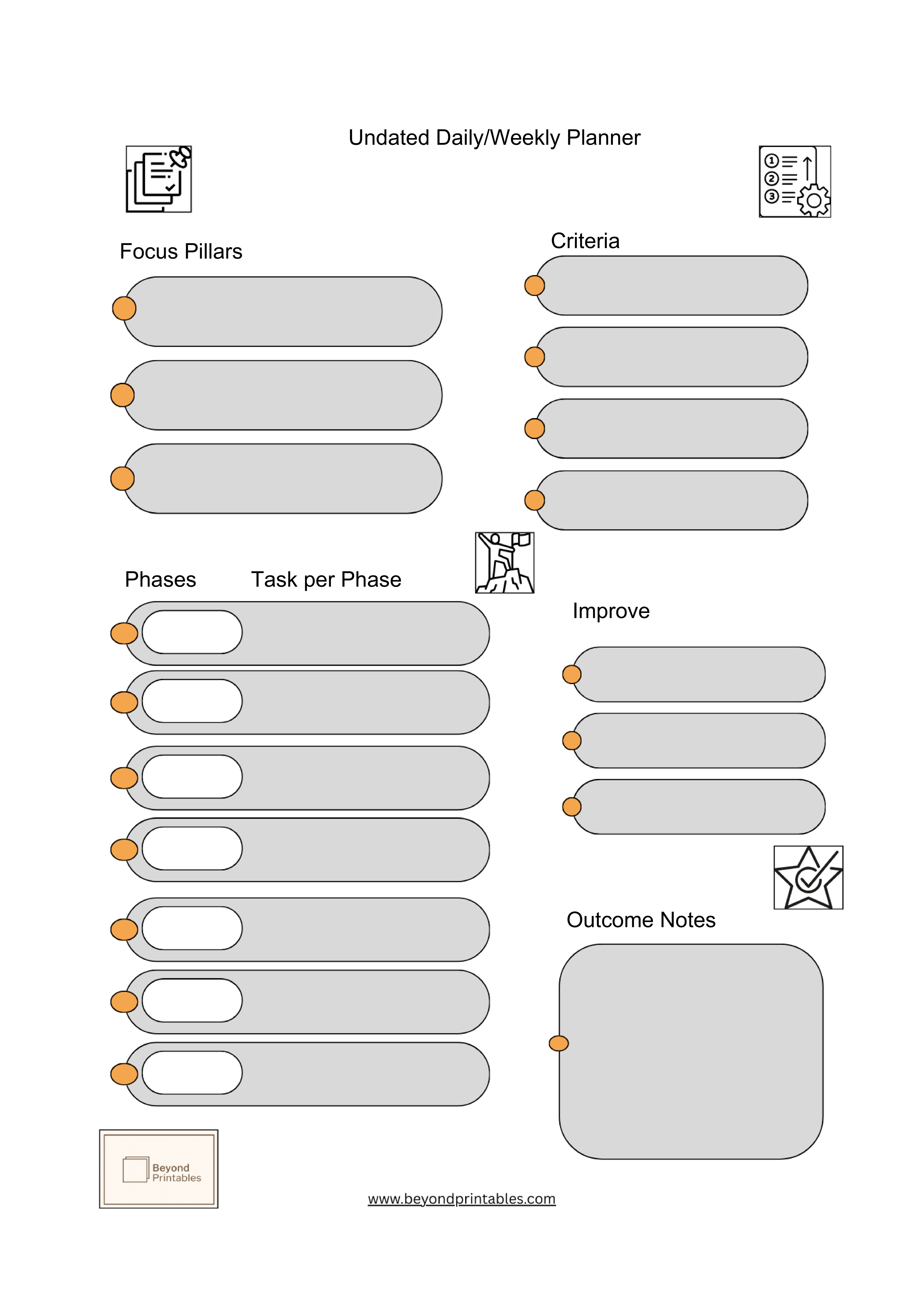 Undated Daily Weekly Planner – Beyond Printables